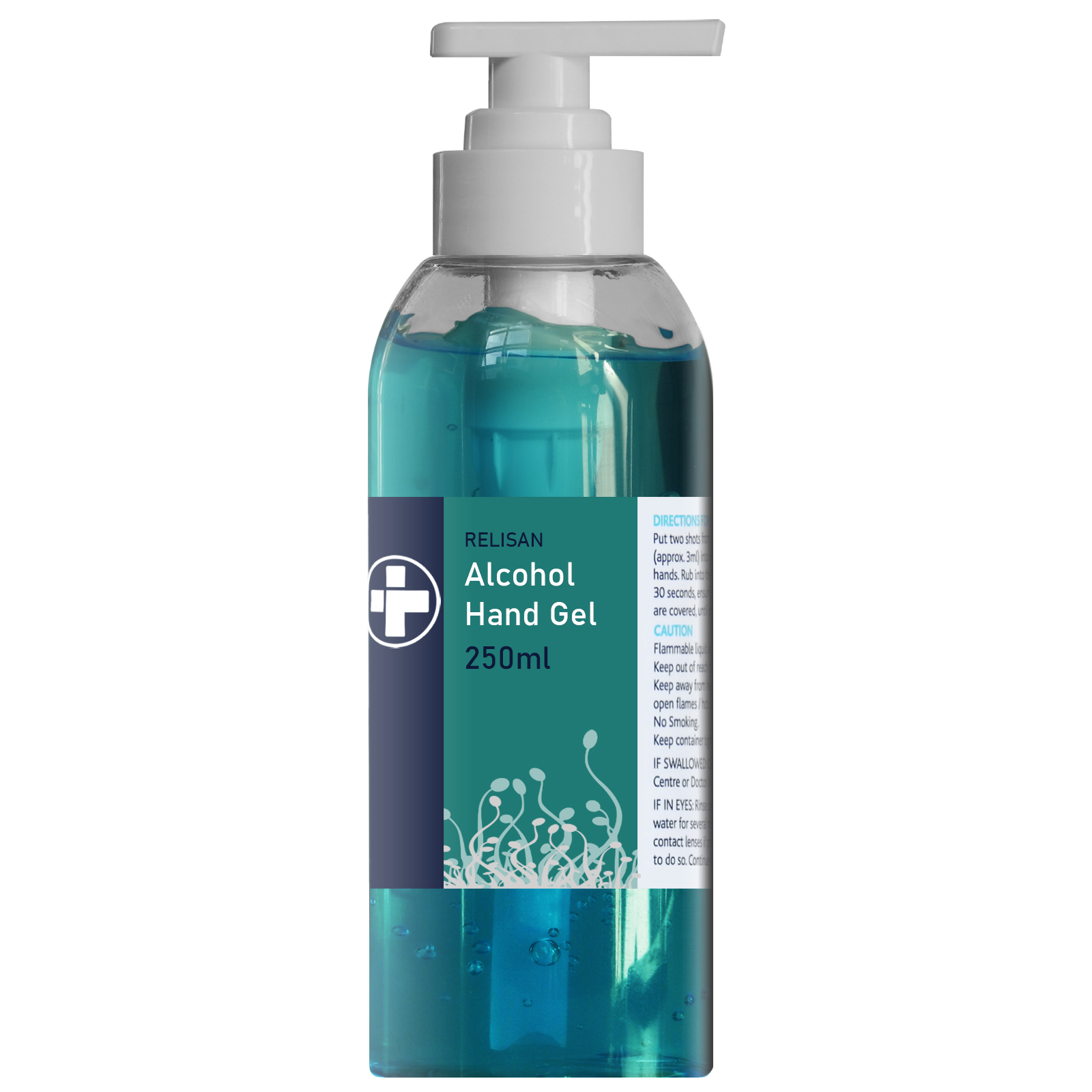 Relisan 70% Alcohol Hand Sanitizer Gel Rub Premium Lockable Pump Bottle ...