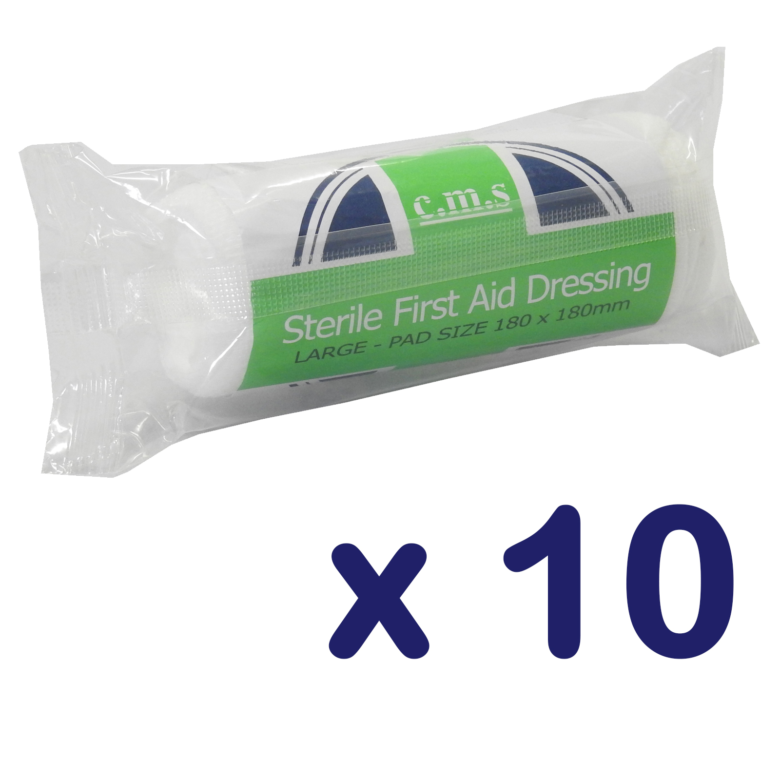 10 Pack of CMS Medical Large Sterile First Aid HSE Dressing Bandages ...