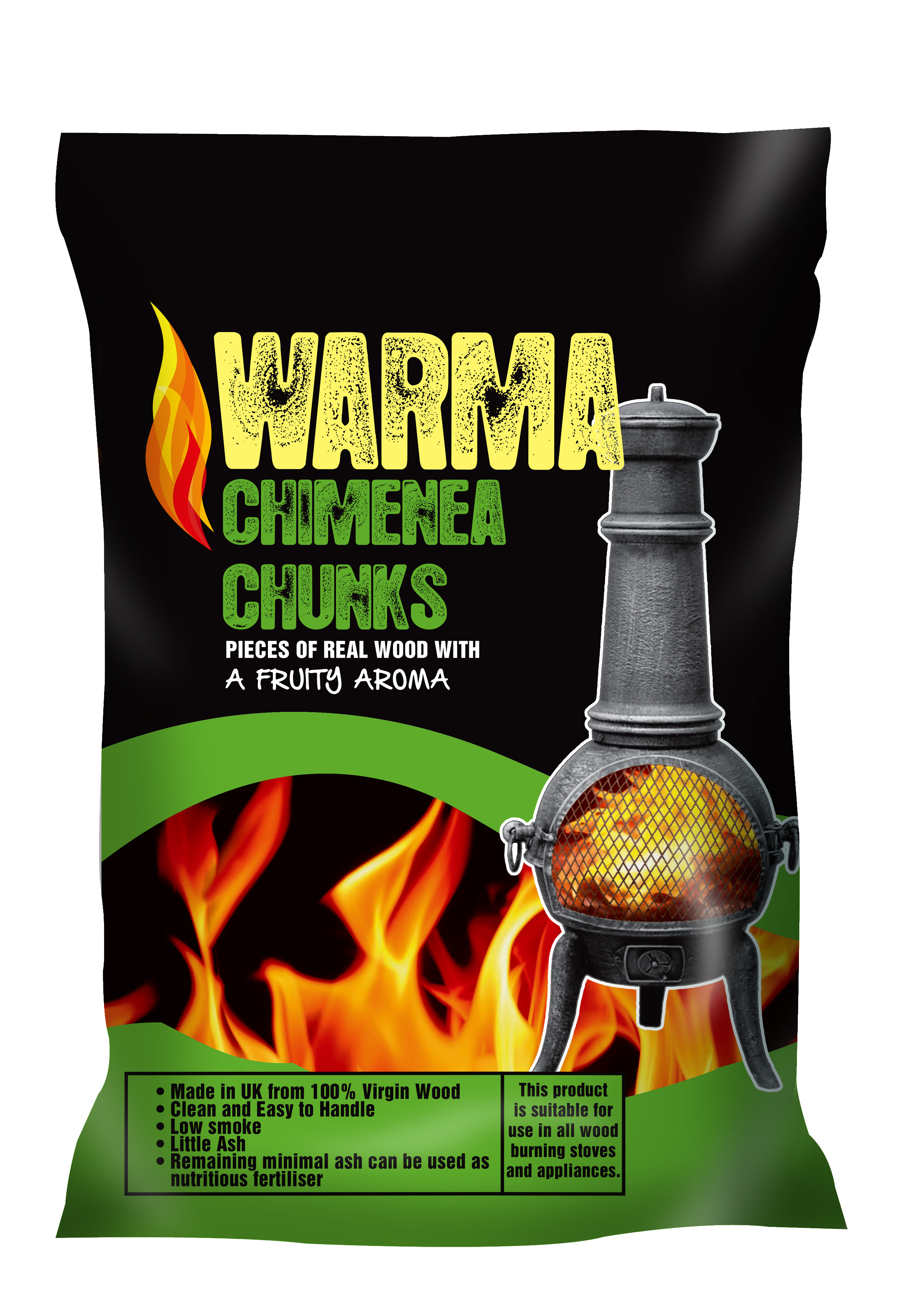 3 x Pack Warma Chimenea Chunks Fruity Aroma Low Smoke Wood Burning ...
